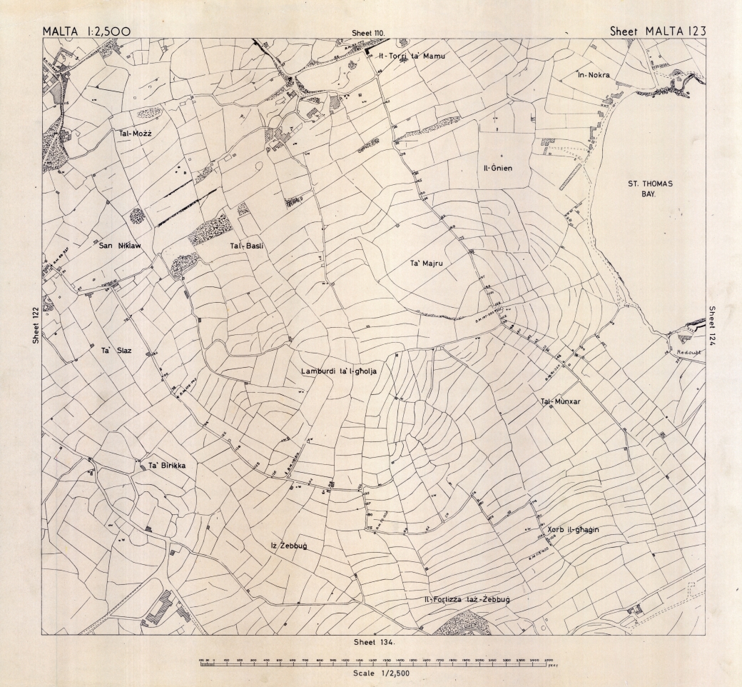 Malta 1:2,500 - Map of Malta Zejtun-St. Thomas Bay - The National ...