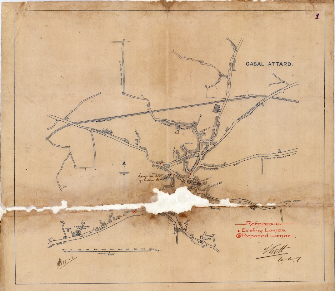 Sketch Map of Casal Attard - The National Archives of Malta